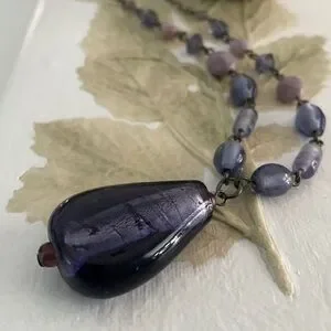 Jewelry | Purple Mauve Pear Shaped Statement Glass Bead Y Style ...